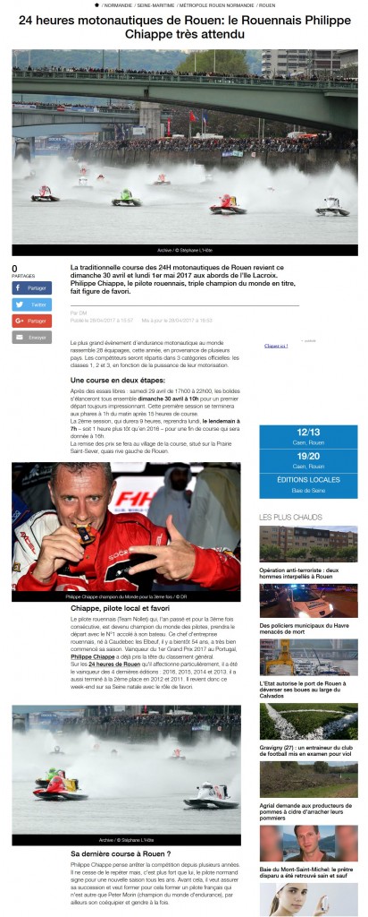 Philippe Chiappe | PARIS NORMANDIE – 24 heures motonautiques de Rouen: le Rouennais Philippe ...